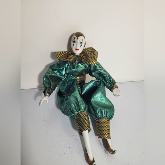 N/A | Other | Vintage Harlequin Jester Porcelain Doll Jesterdoll ...